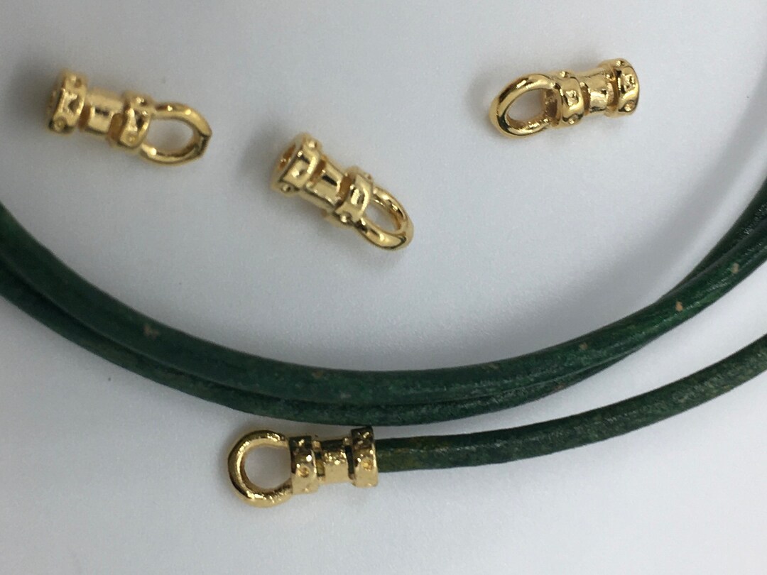 1.5mm Leather Crimp End With Loop Gold Plated - GP - Pack of 20 Pieces ...