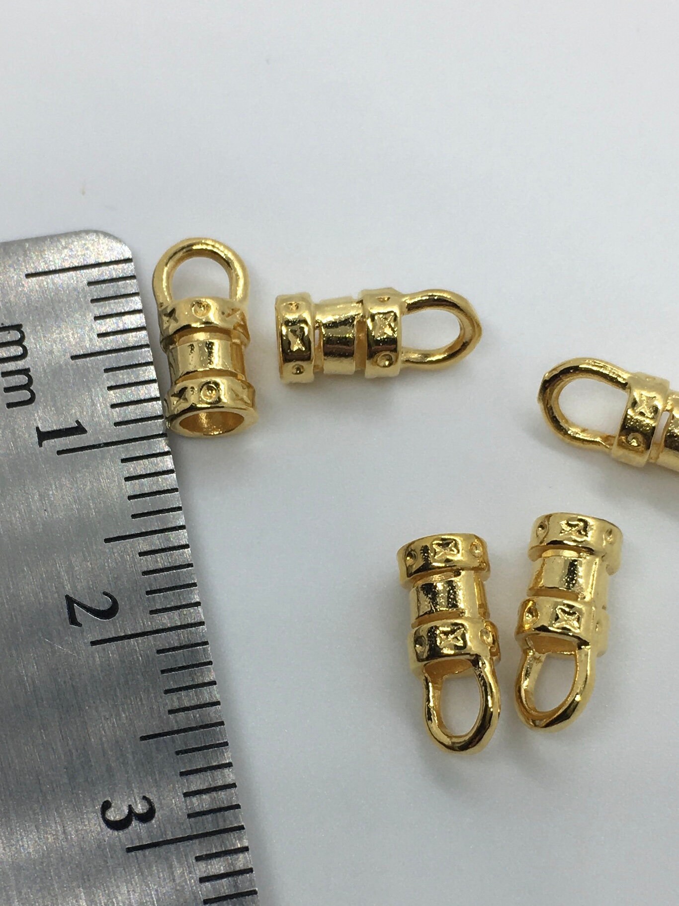 3mm Leather Crimp End With Loop Gold Plated GP Pack of 20 | Etsy