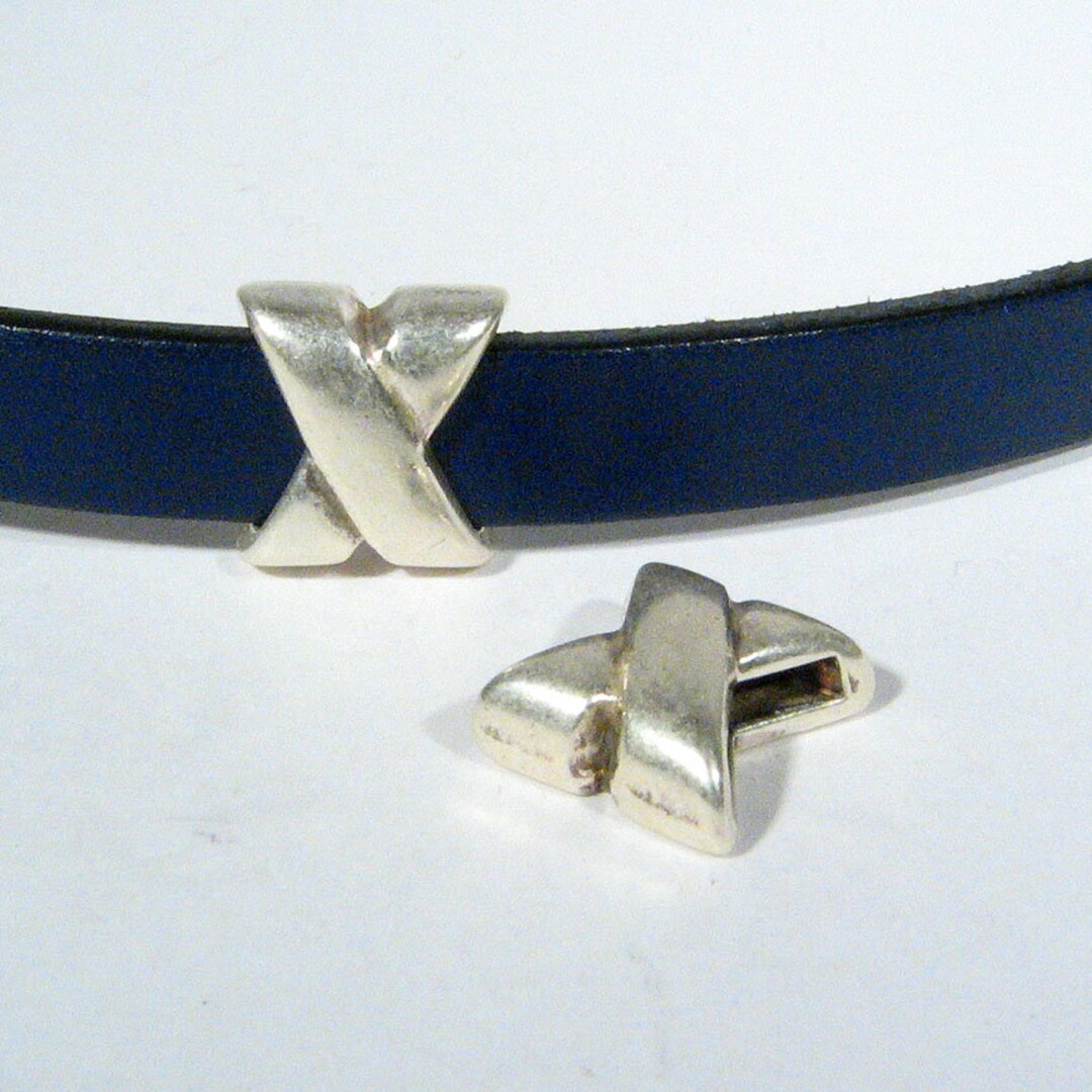 Crossed Ribbons Sliders for 10mm Flat Leather - Antique Silver - SP38 ...