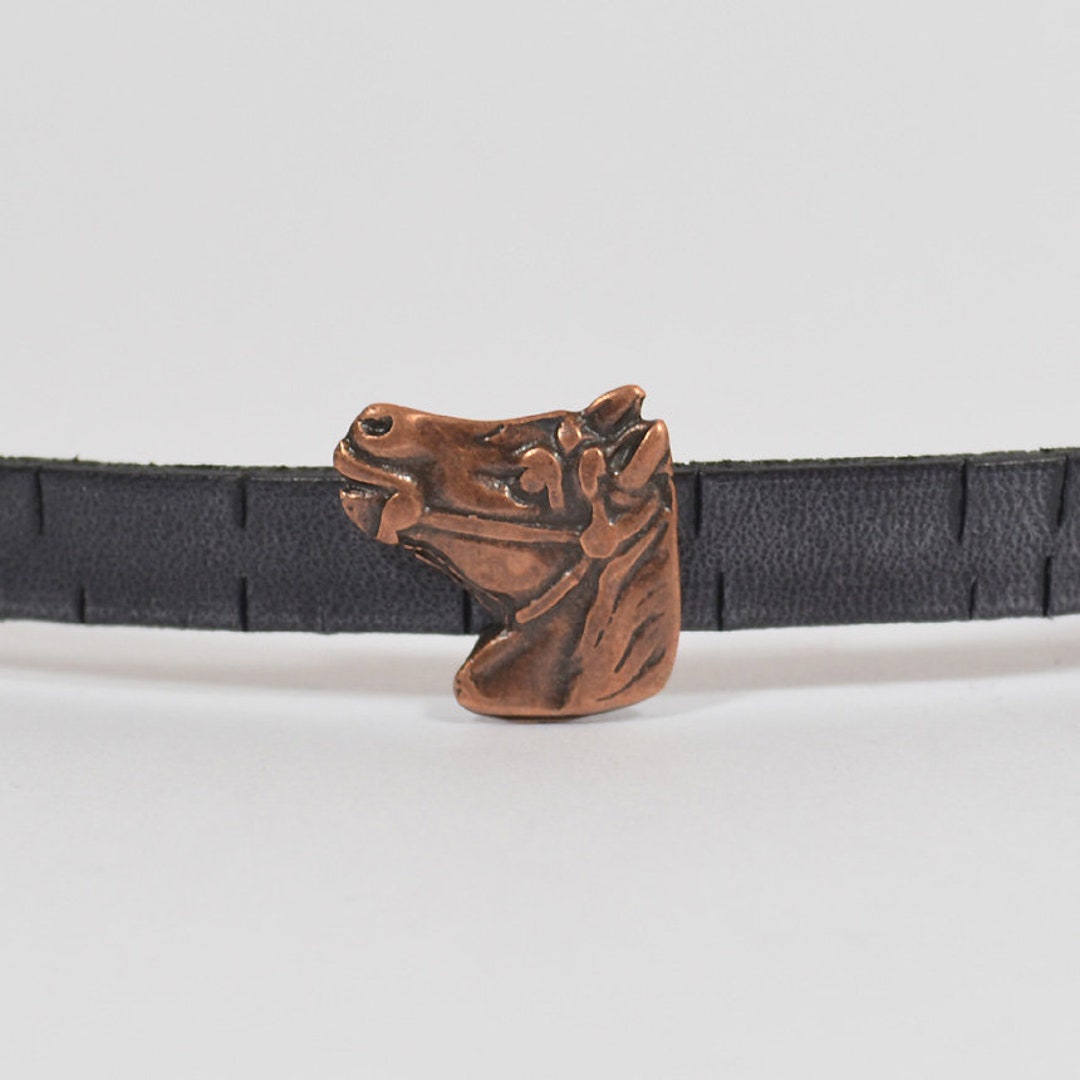 Horse Head Sliders for 10mm Flat Leather - Antique Copper - 10F-FL198AC ...