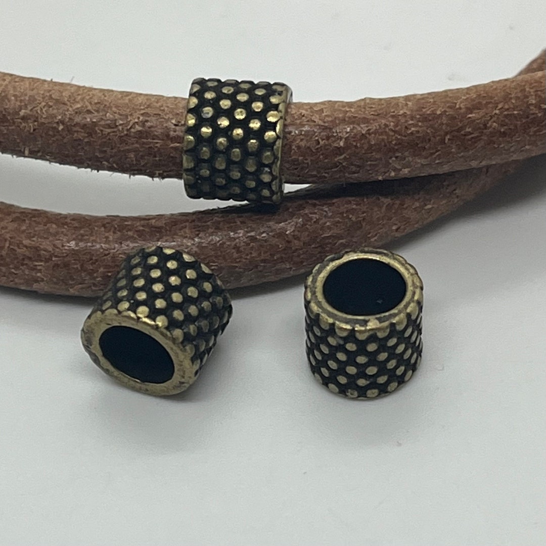 Small Dots Medium Tube Spacers for 5mm Round Leather - Antique Brass ...