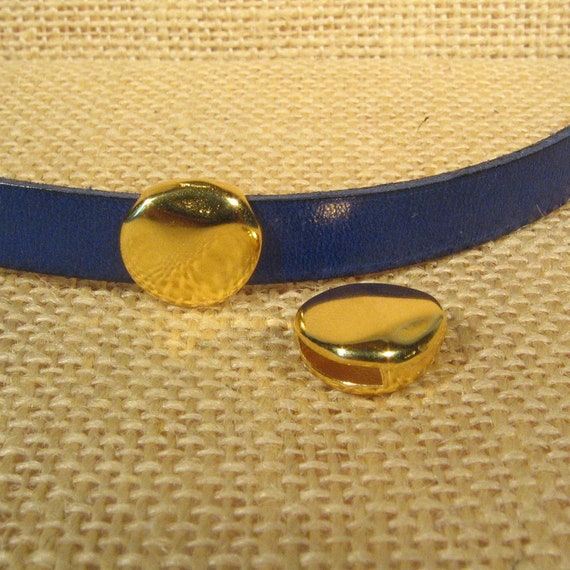 Smooth Round Sliders for 10mm Flat Leather Gold Plated | Etsy