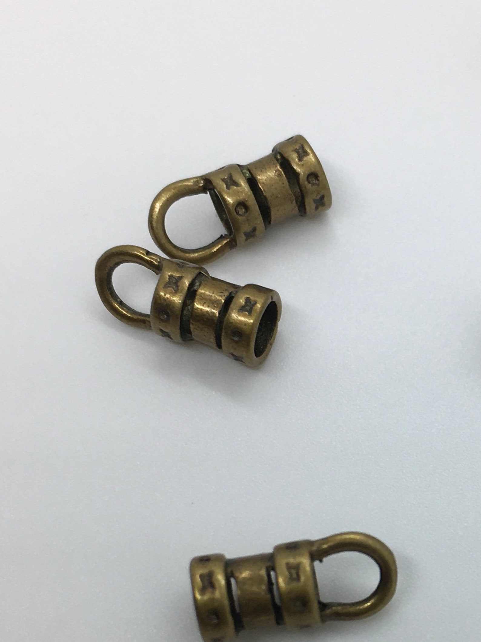 3mm Leather Crimp End With Loop Antique Brass AB Pack of 20 - Etsy