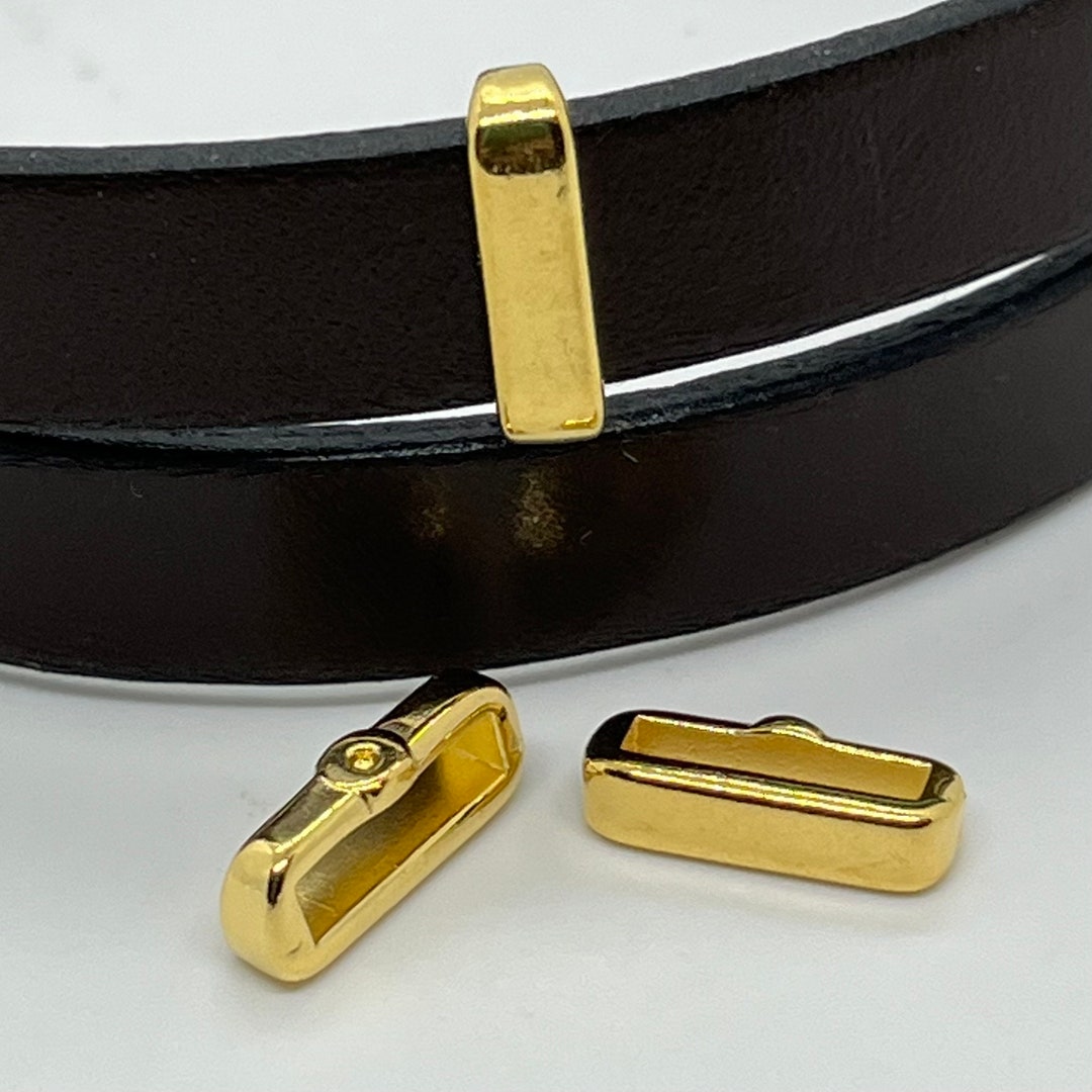 Crimpable Bar Slider for 10mm Flat Leather - Gold Plated - BAR653 - Etsy