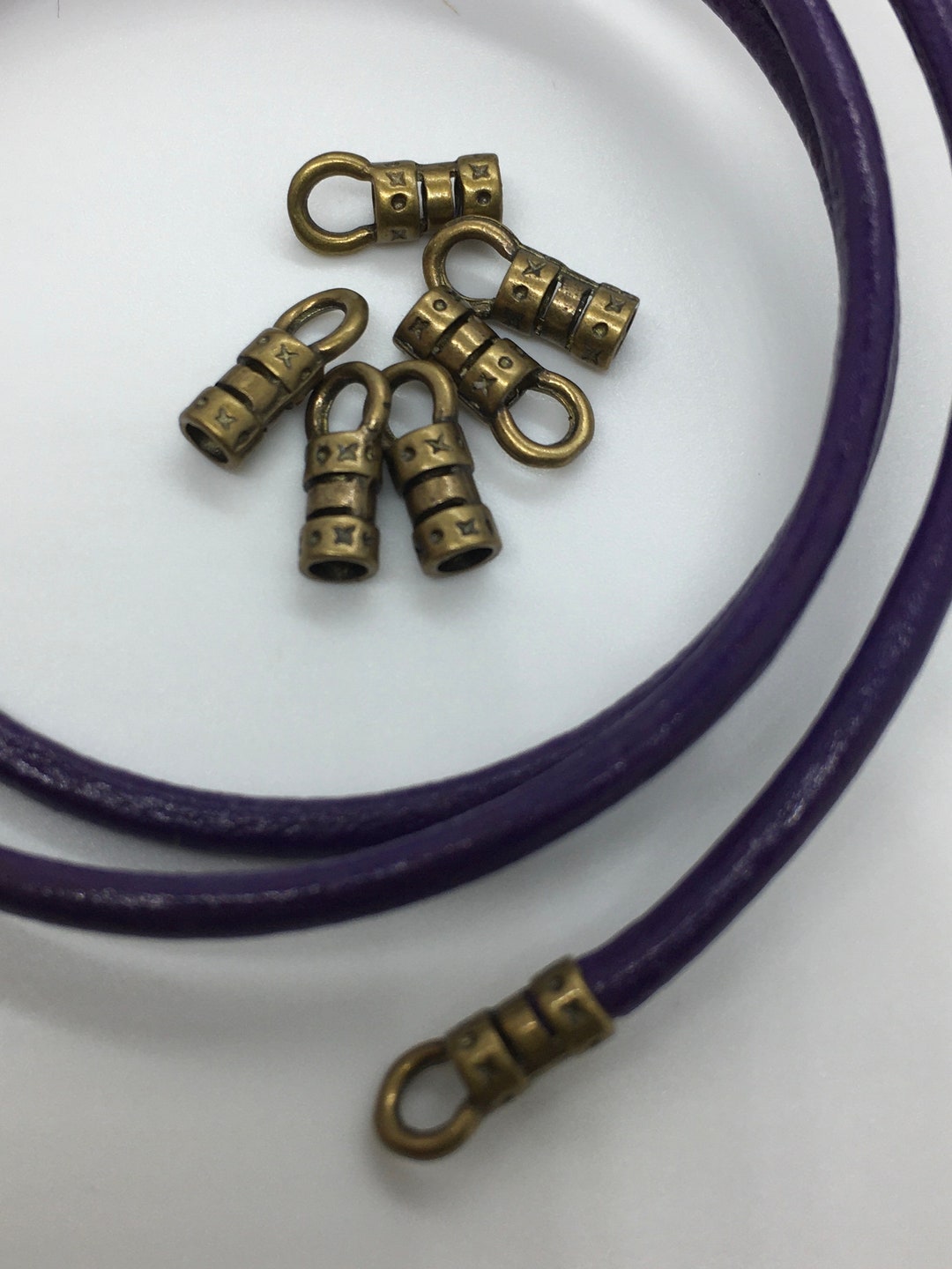 2mm Leather Crimp End With Loop Antique Brass - AB - Pack of 20 Pieces ...