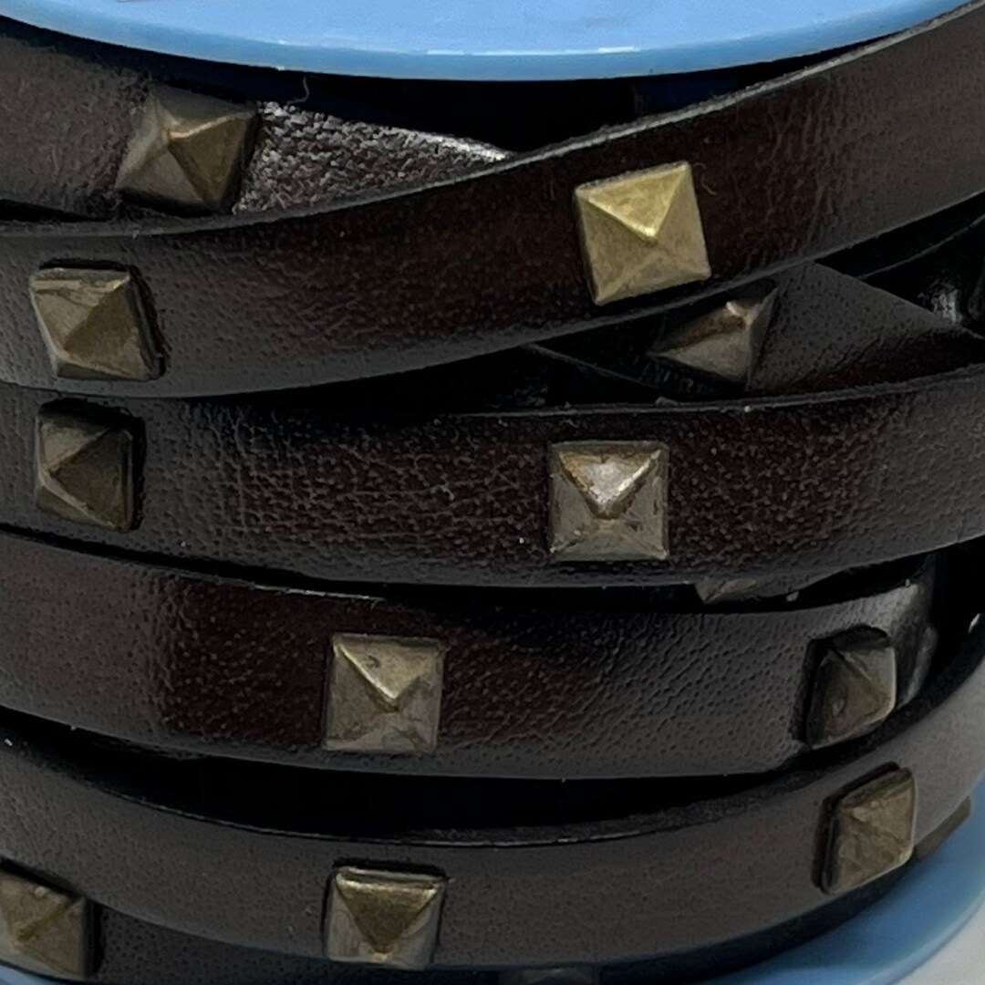 10mm Brown Leather With Antique Brass Pyramid Studs - Choose Your ...