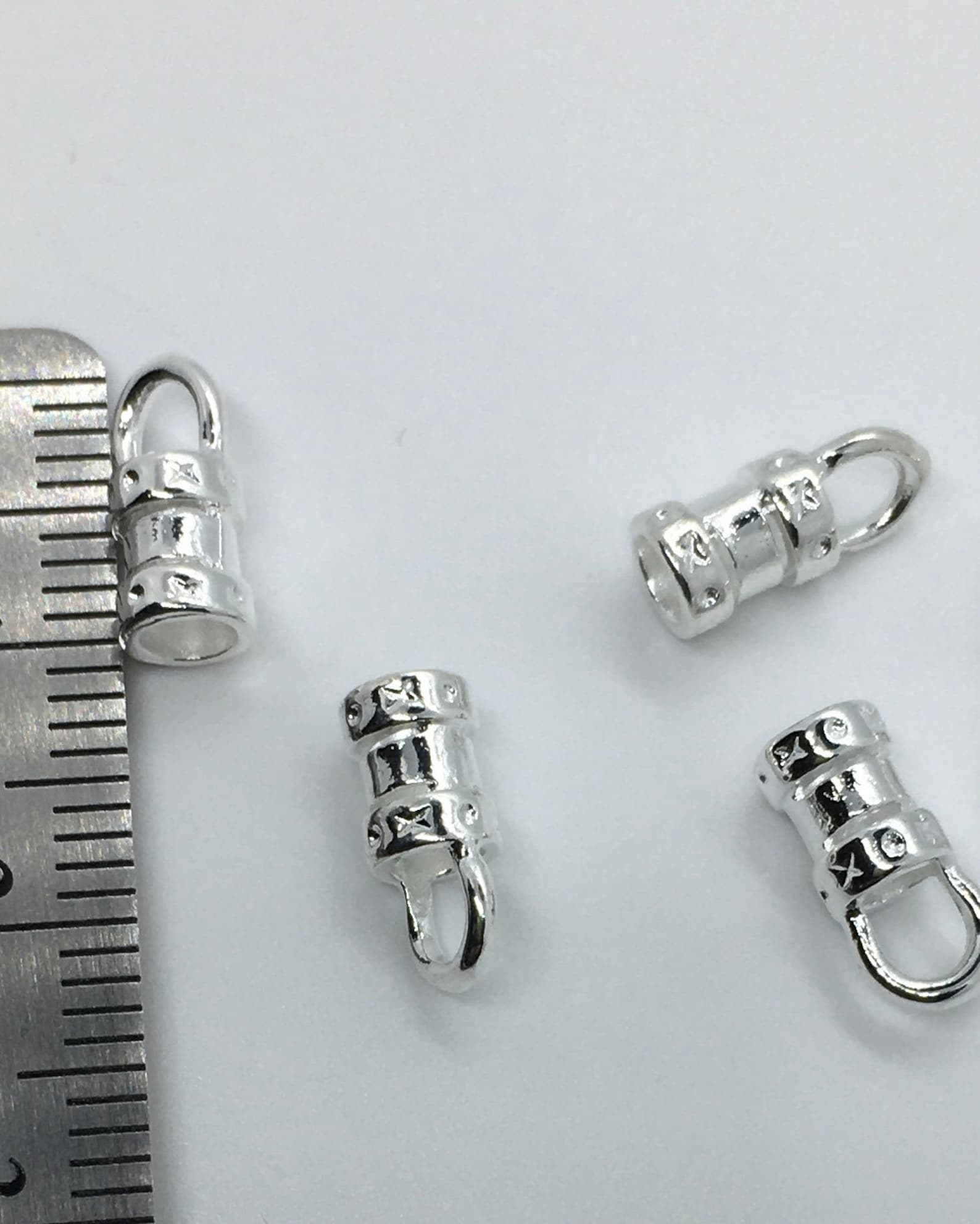 3mm Leather Crimp End With Loop Silver Plated SP Pack of 20 Pieces - Etsy