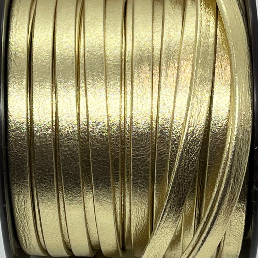 5mm Flat Pearl Metallic Leather - Gold - PEARL5 - Choose Your Length - Etsy
