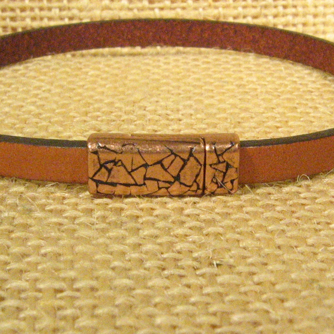 Curved Mosaic Magnetic Clasps for 5mm Flat Leather - Antique Copper ...