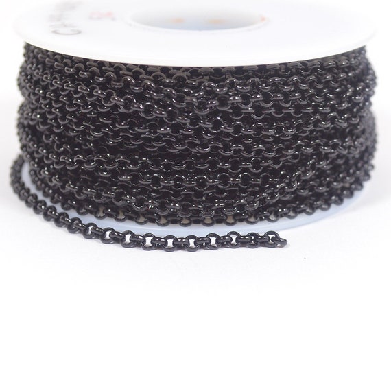3.0mm Rolo Chain Midnight Black Shiny CH49 Choose Your | Etsy