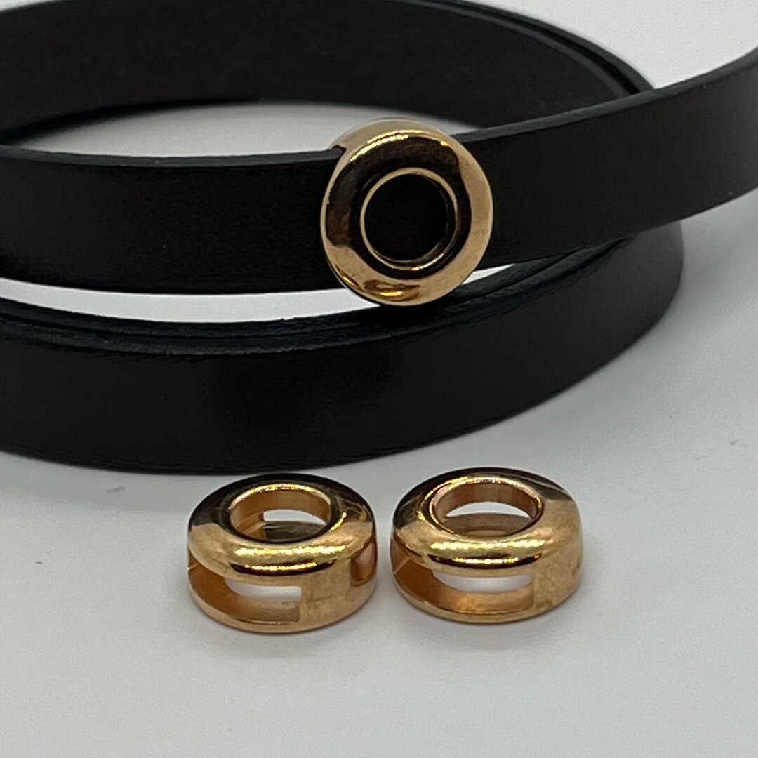 Round Frame Sliders for 10mm Flat Leather - Rose Gold - BAR114 - Etsy