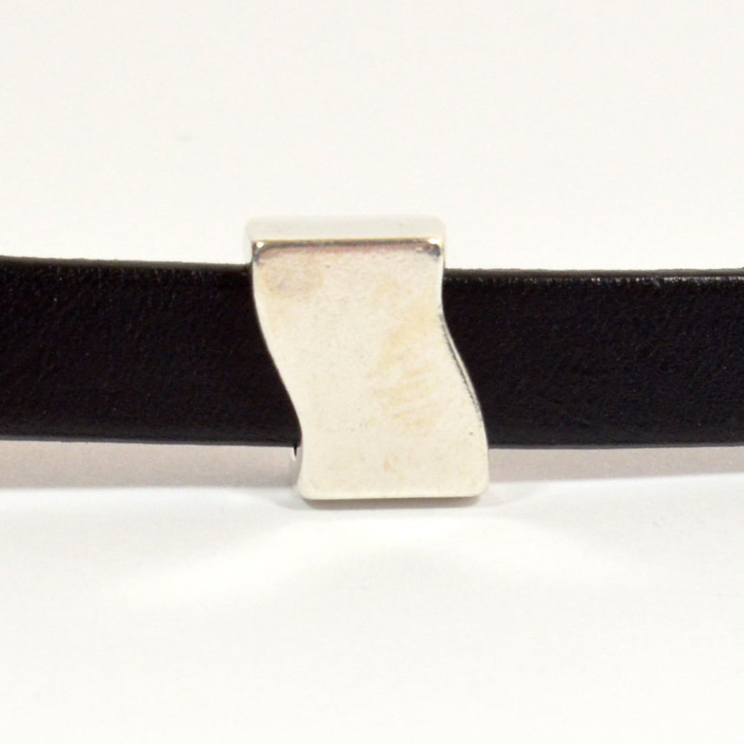 Smooth Large Curve Slider for 10mm Flat Leather - Antique Silver ...