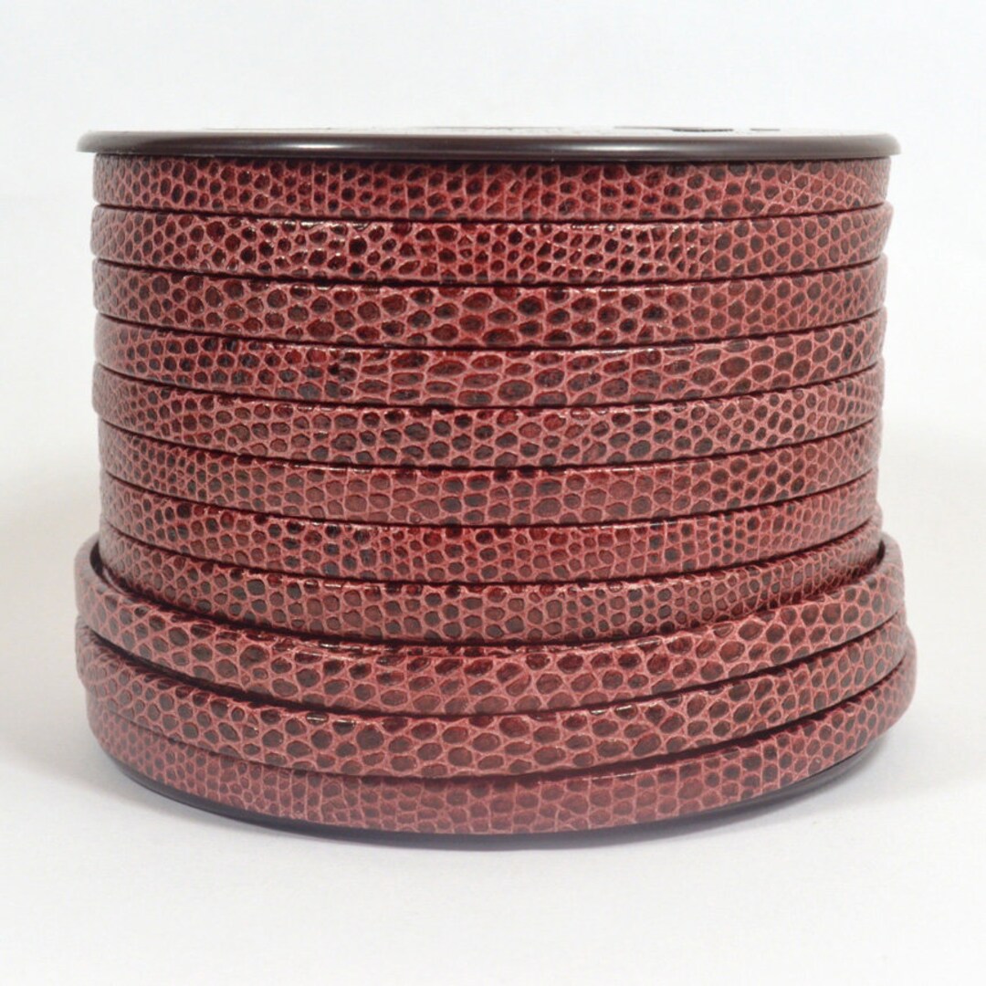 5mm Flat Lizard Print Leather - Burgundy - L5F-L9 - Choose Your Length ...