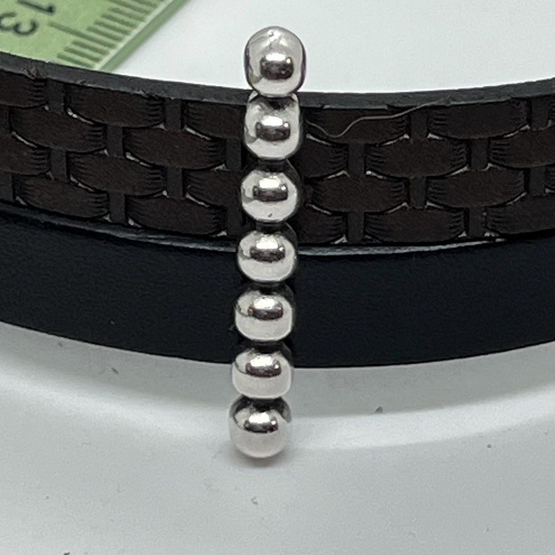 Seven-dot Bar Sliders for 20mm Flat Leather - Antique Silver - 626AS ...