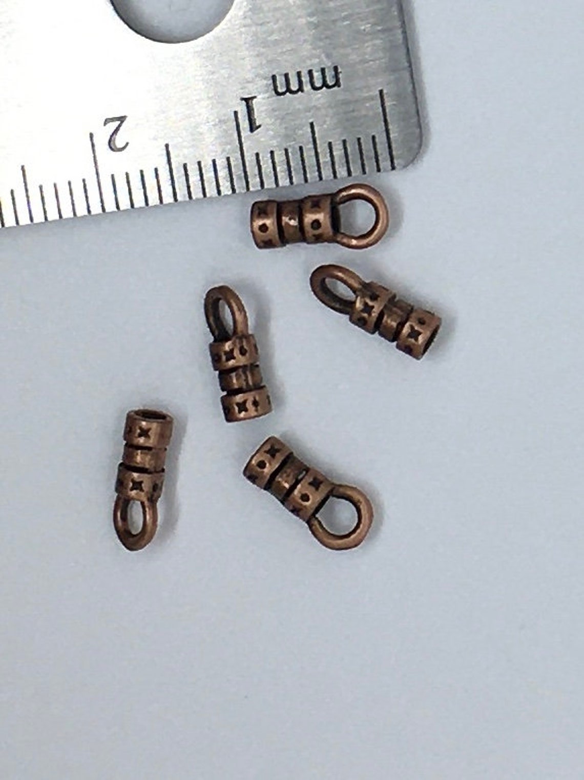 2mm Leather Crimp End With Loop Antique Copper AC Pack of - Etsy