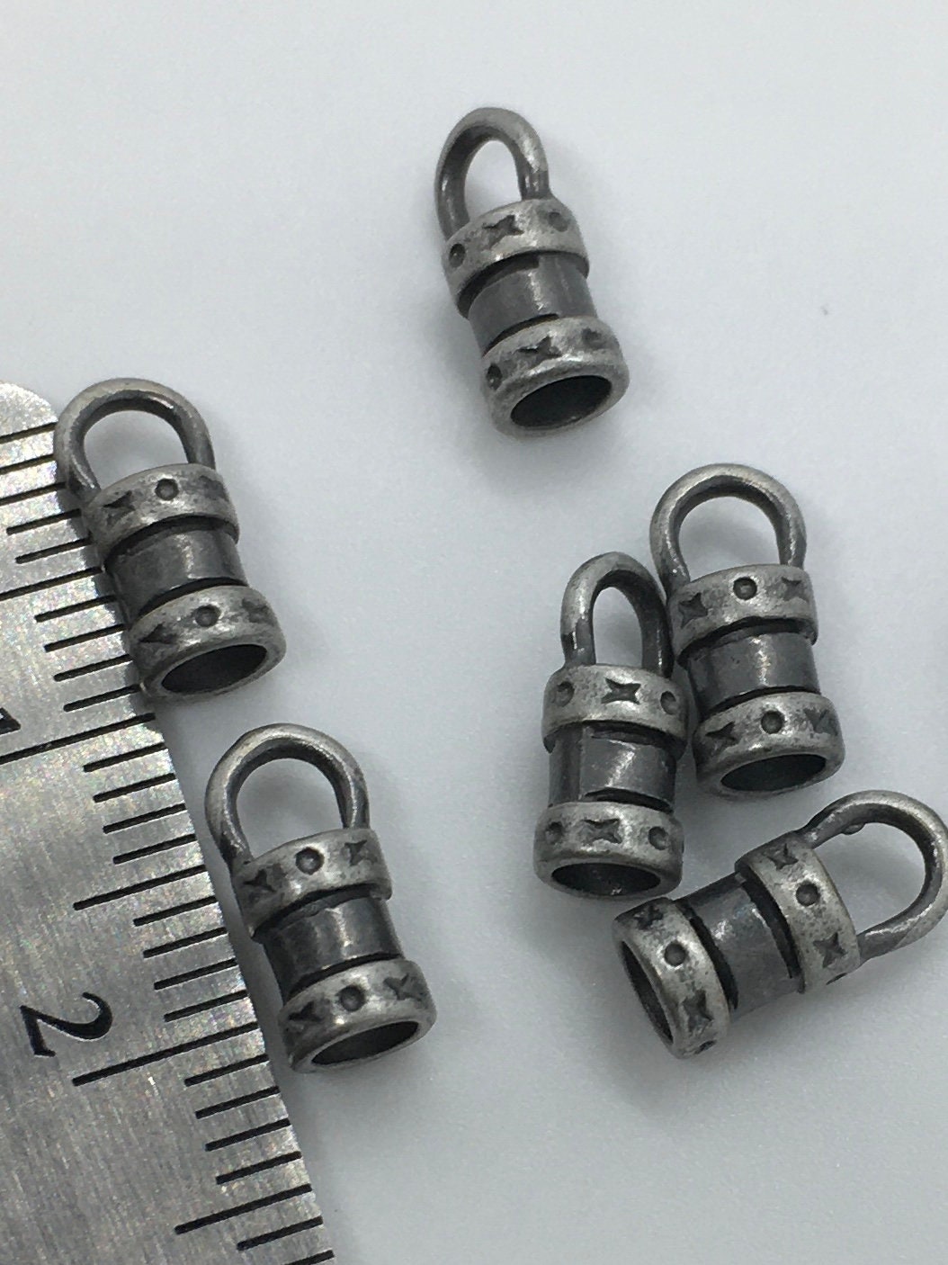 3mm Leather Crimp End with Loop Antique Silver AS Pack of | Etsy