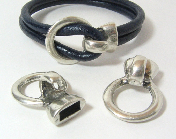 One Piece Hook Clasp for 5mm Round Leather Antique Silver Choose Your ...