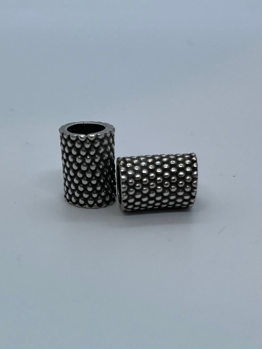 Small Dots Long Bead Sliders for 5mm Round Leather - Antique Silver ...