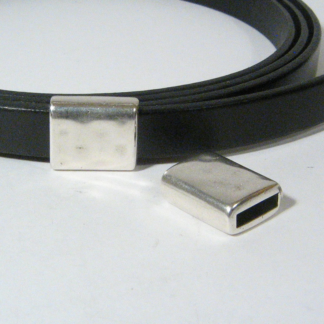 Dimpled Rectangle Sliders for 10mm Flat Leather Antique Silver SP14 ...