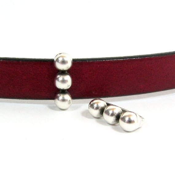 Three Dots Sliders for 10mm Flat Leather Antique Silver | Etsy