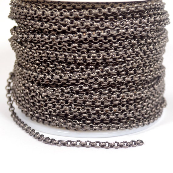 3.0mm Rolo Chain Matte Gunmetal CH49 Choose Your Length | Etsy