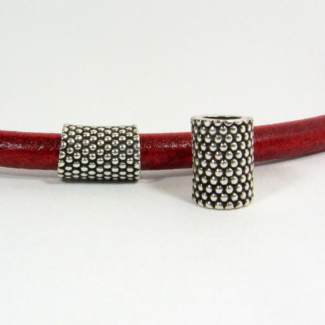 Small Dots Wide Tube Spacers for 5mm Round Leather - Antique Silver ...
