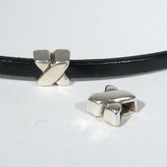 Crossed Ribbon Sliders for 5mm Flat Leather AS Choose Your | Etsy