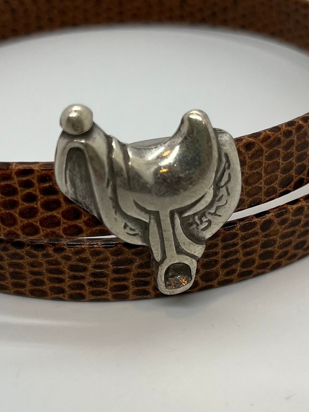 Western Saddle Sliders for 10mm Flat Leather - Antique Silver - Choose ...