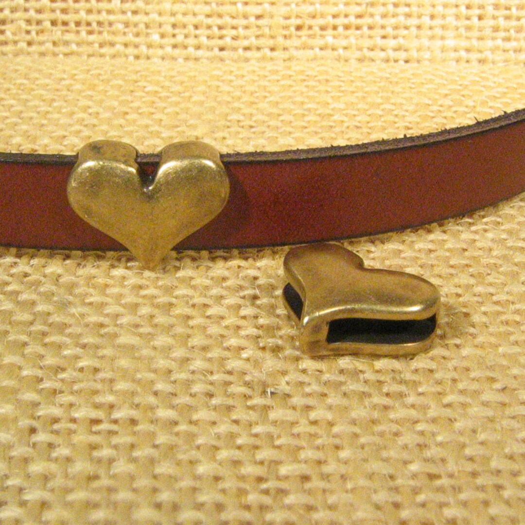 Heart Sliders for 10mm Flat Leather - Antique Brass - SP84 - Etsy
