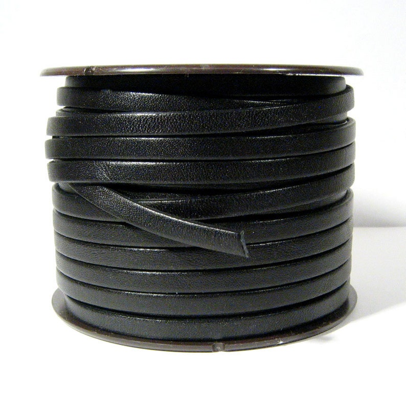 5mm Flat Leather Black L5F-1 Choose Your Length - Etsy