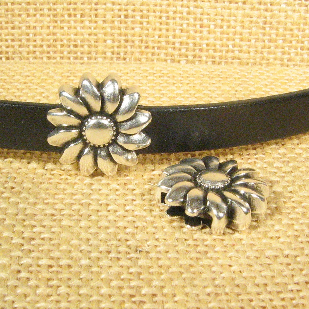 Sunflower Sliders for 10mm Flat Leather - Antique Silver - SP95 ...
