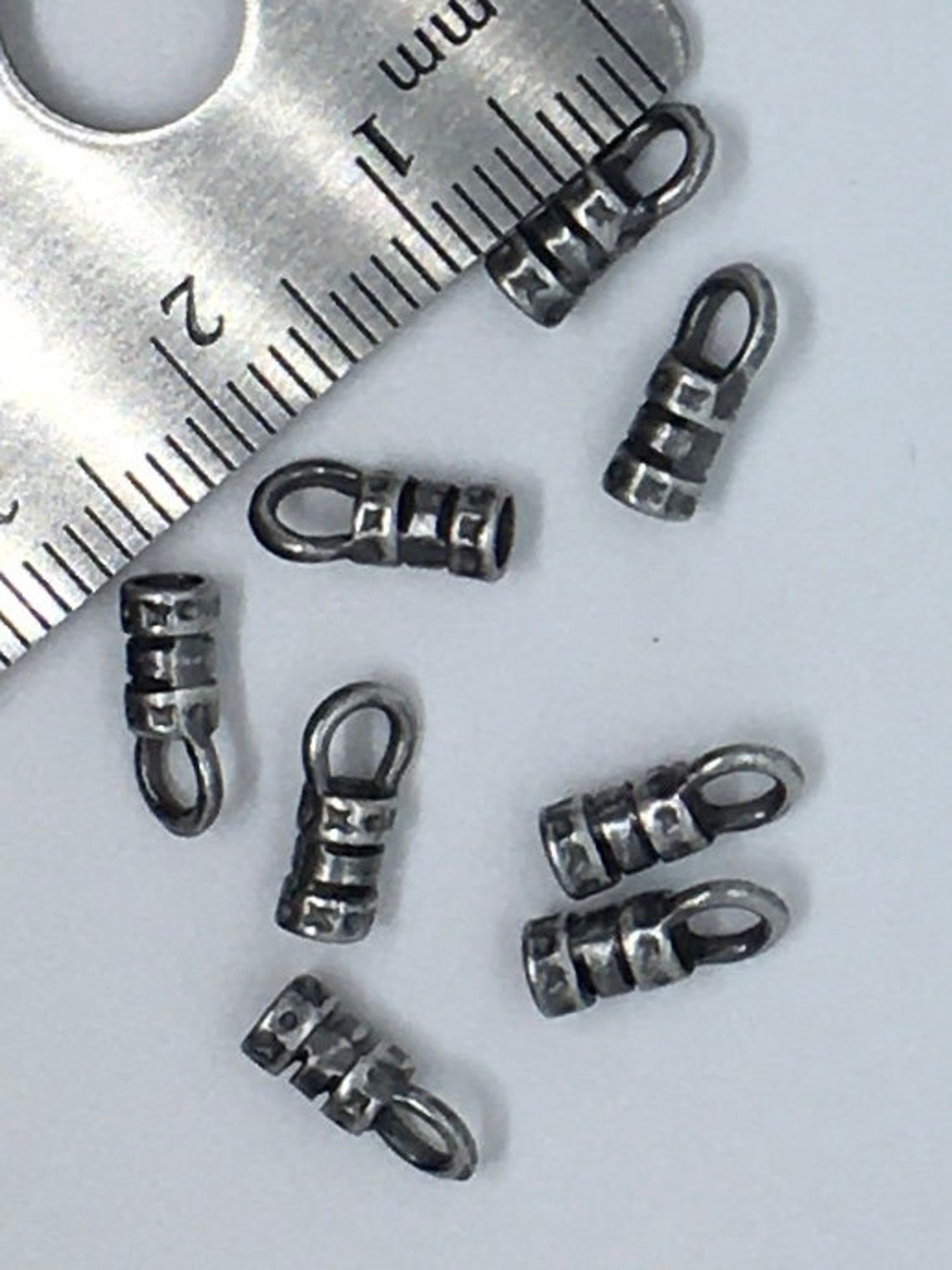 2.5mm Leather Crimp End With Loop Antique Silver AS Pack - Etsy