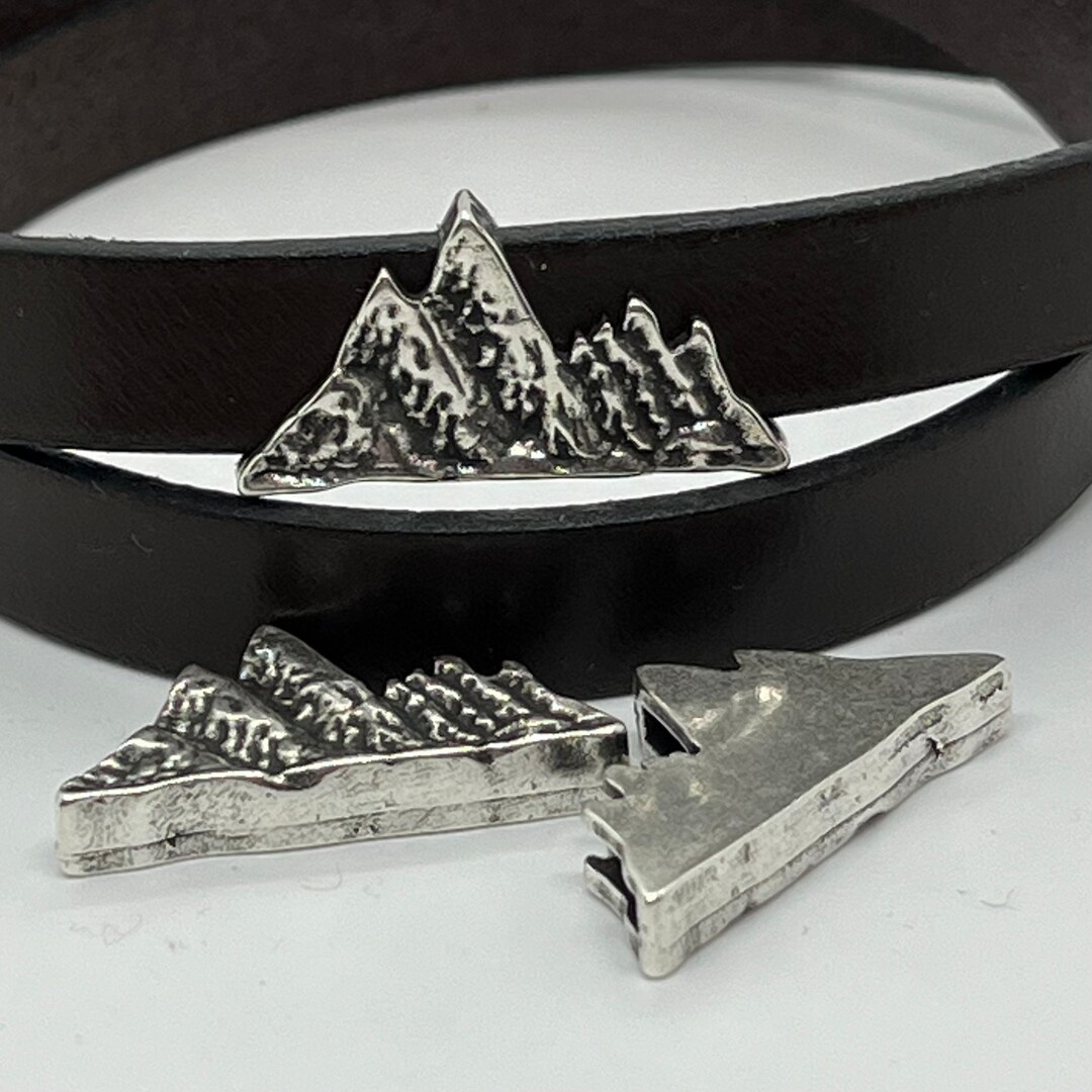 Mountain Sliders for 10mm Flat Leather - Antique Silver - 10F-SL764-AS ...