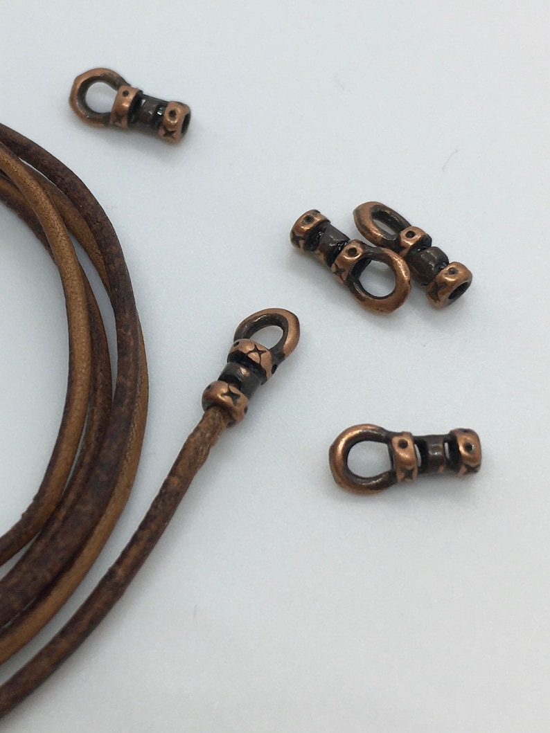 1mm Leather Crimp End With Loop Antique Copper AC Pack of - Etsy