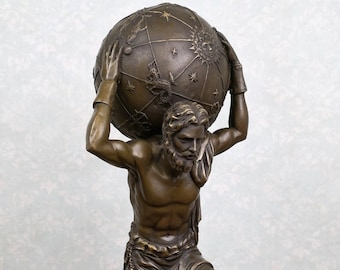 Atlas Man Carrying the World Statue - Etsy