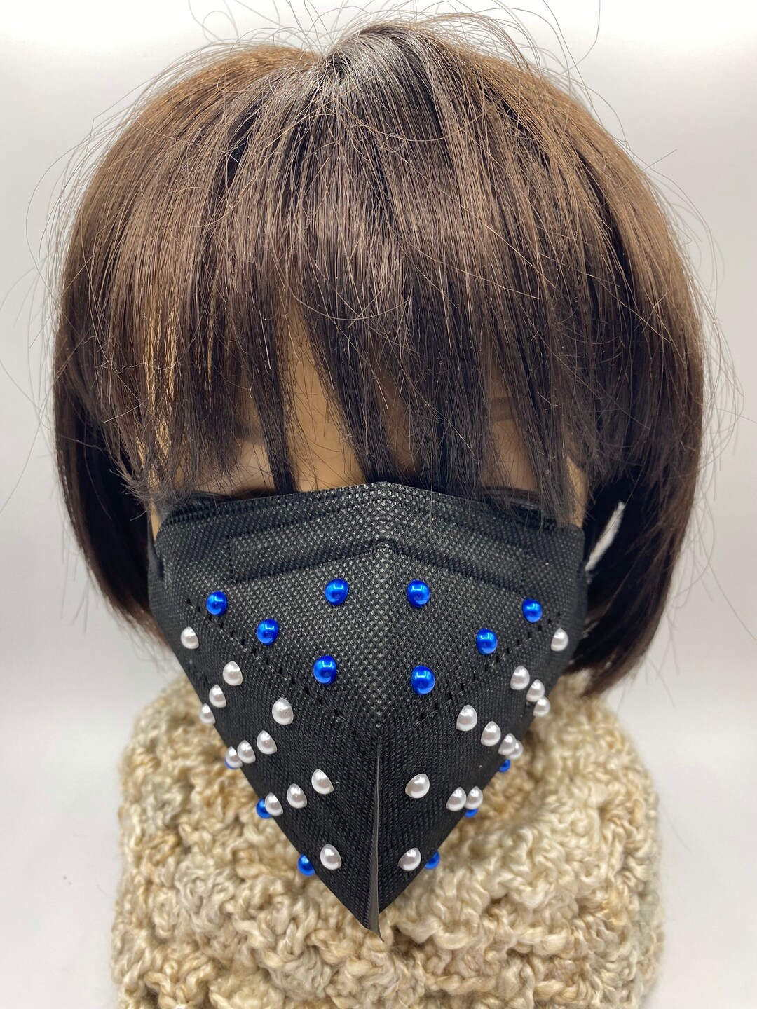 Zeta Phi Beta Mask, Blue & White Bead Face Mask - Etsy