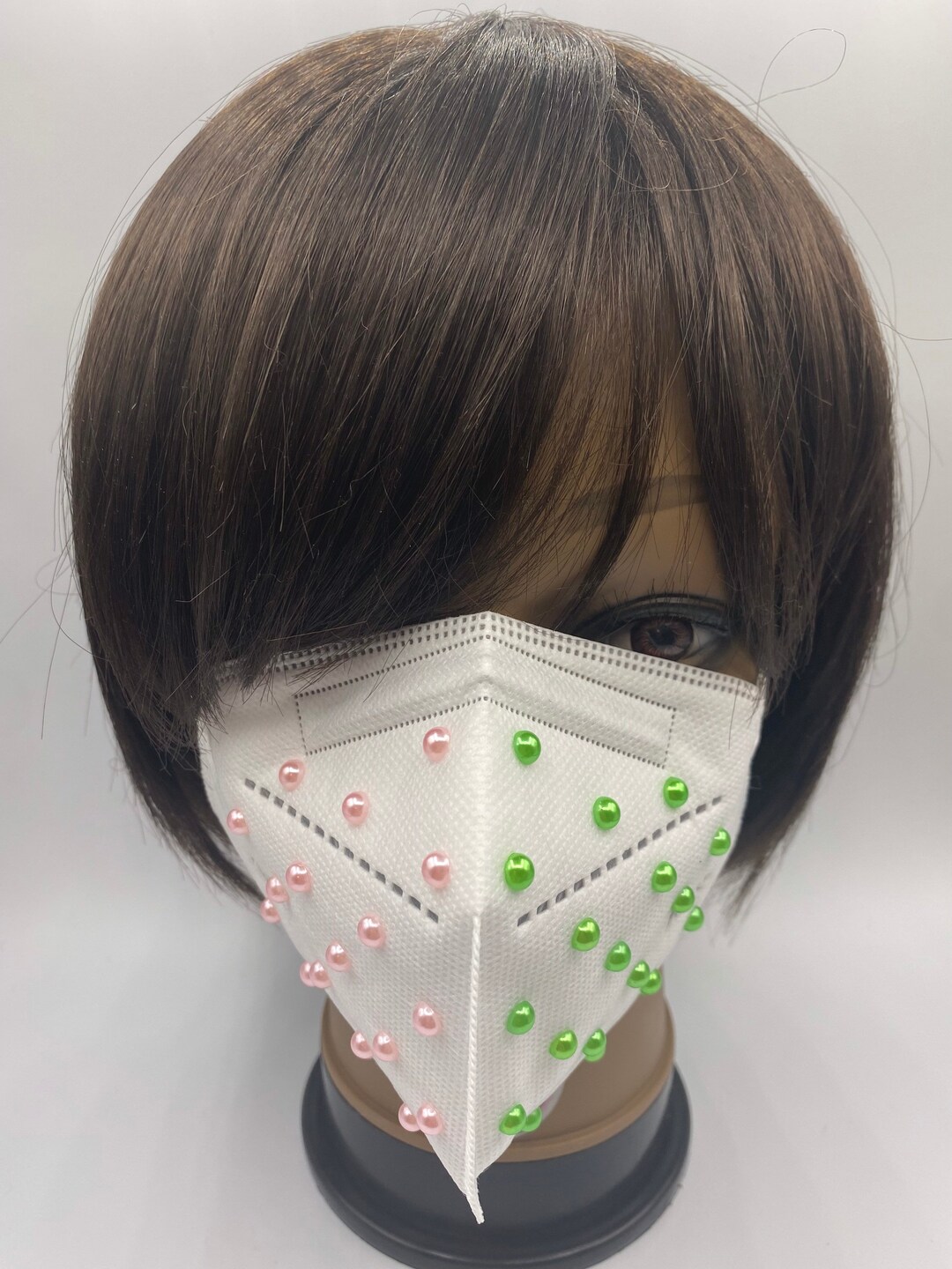 AKA Mask, White Mask, Pink & Green Pearl (each Side) - Etsy