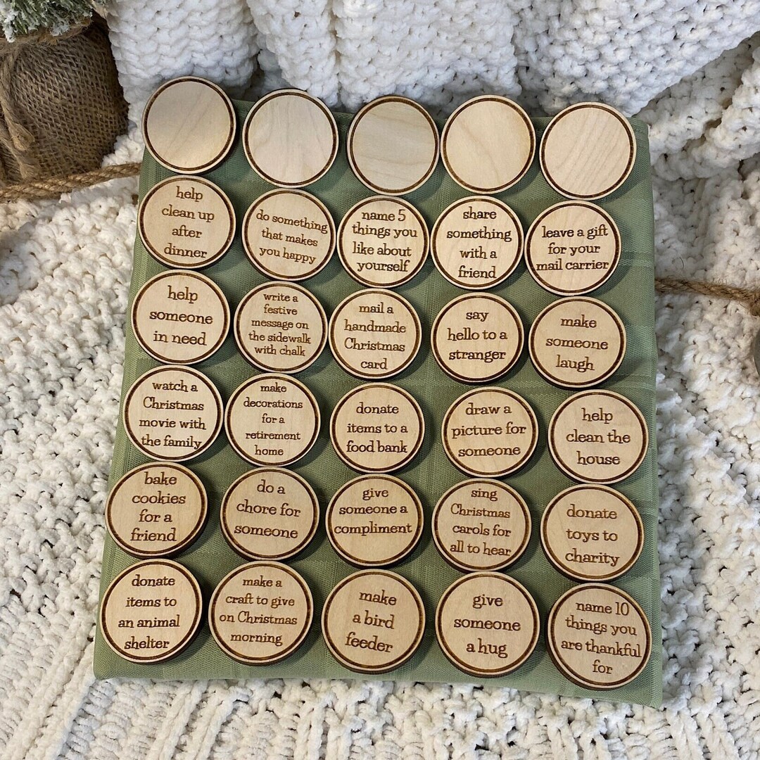 Acts of Kindness Countdown Tokens Christmas Activity Wood Tokens ...