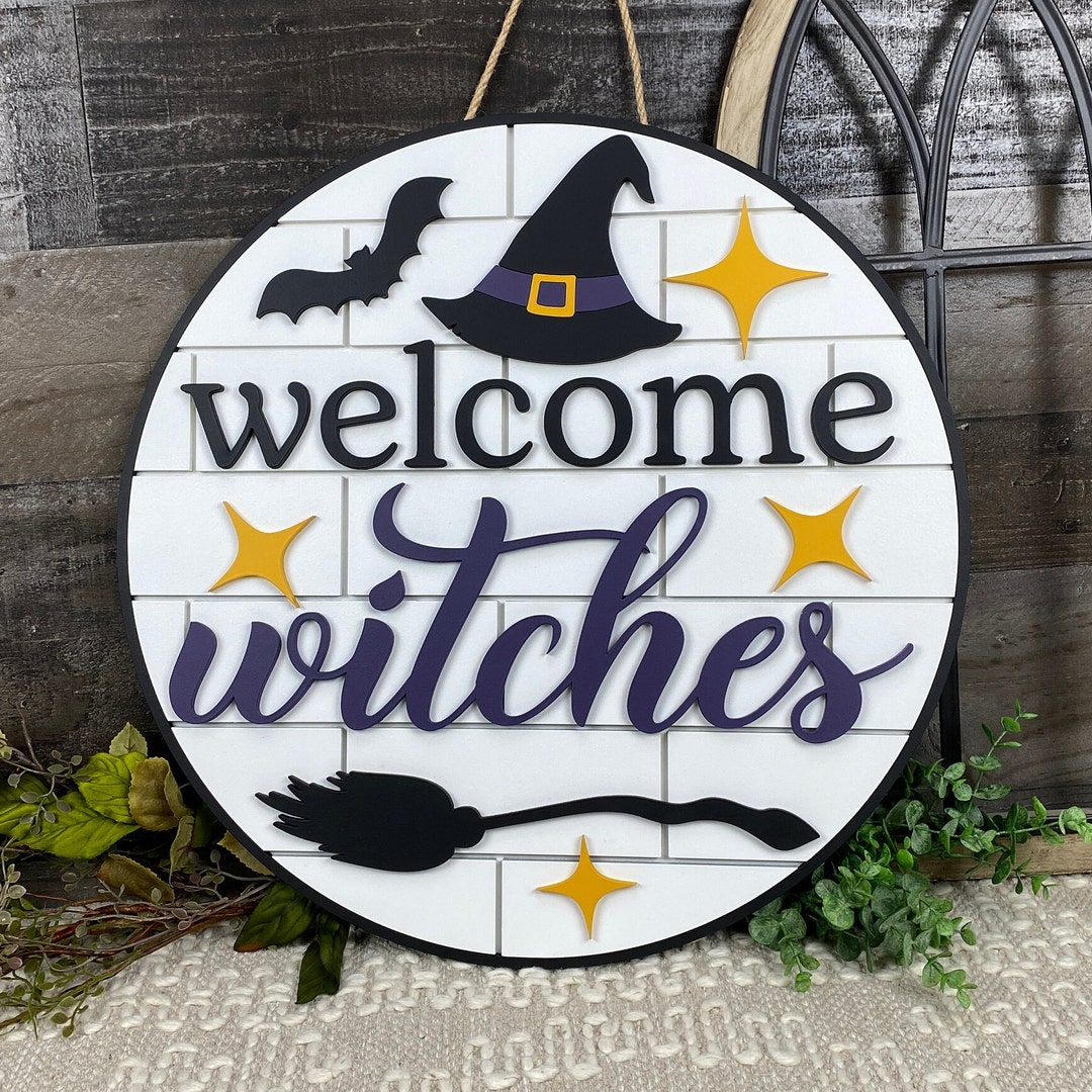 Welcome Witches Door Hanger Halloween Wreath Front Door - Etsy