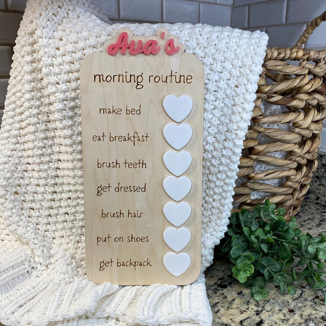 Personalized Girl Reusable Morning Routine Chart Board Chore - Etsy