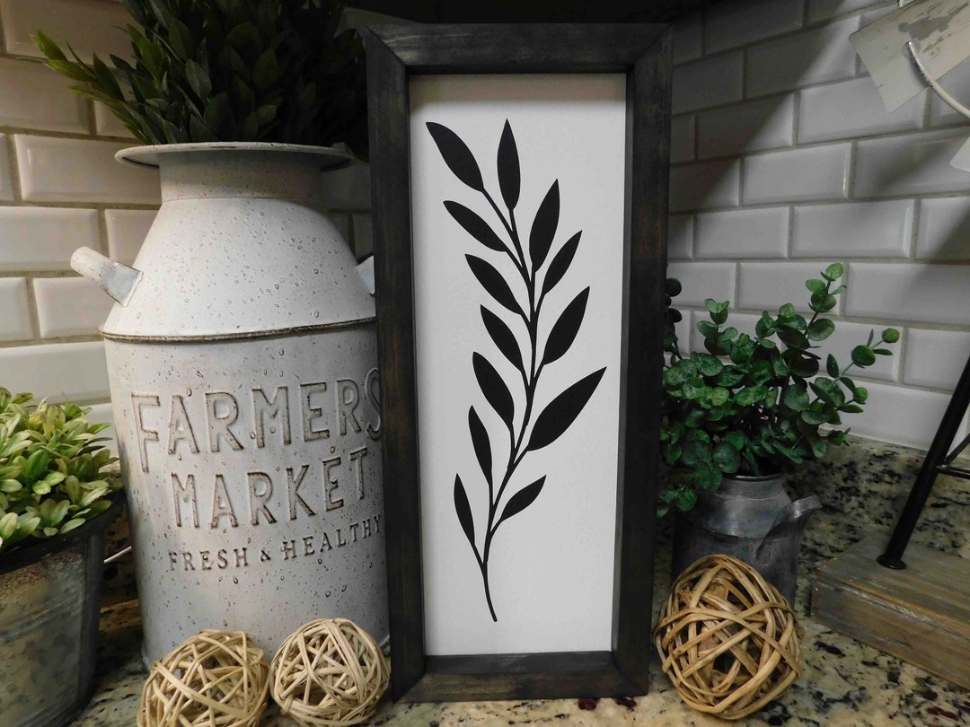 Simple Botanical Art Wood Sign Vertical Greenery Wood Sign - Etsy