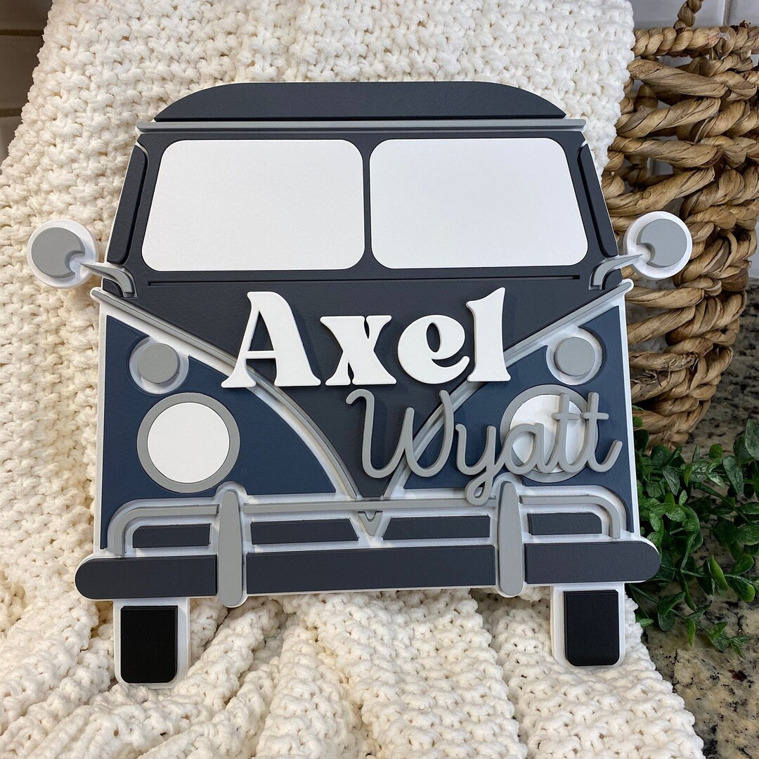 Custom Name VW Bus Shape Sign Customized Nursery Volkswagen Bus Sign ...
