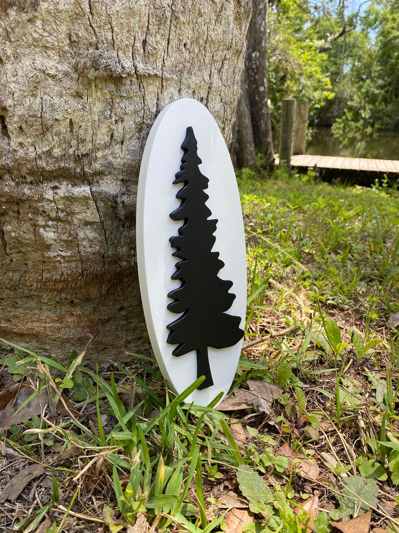 3D Pine Tree Silhouette Wood Sign Vertical Pine Tree Art - Etsy