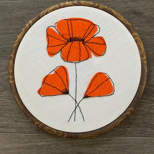 Poppy Embroidery Poppy Embroidery California Poppy Art - Etsy