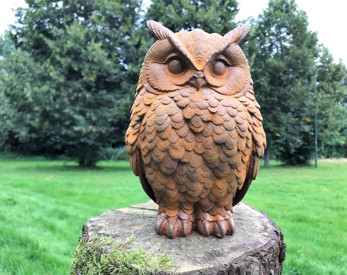 Beautiful Cast Iron Owl Garden Statue Oehoe - Etsy
