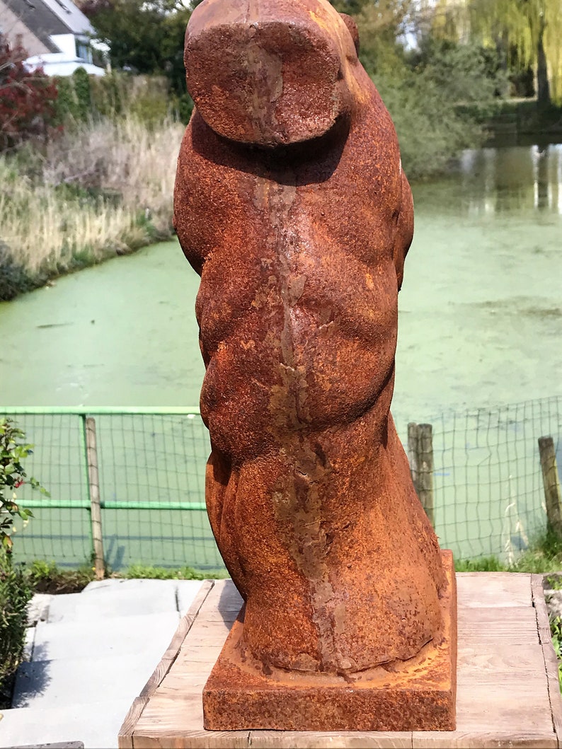 Male Torso in Cast Iron Garden Statue - Etsy