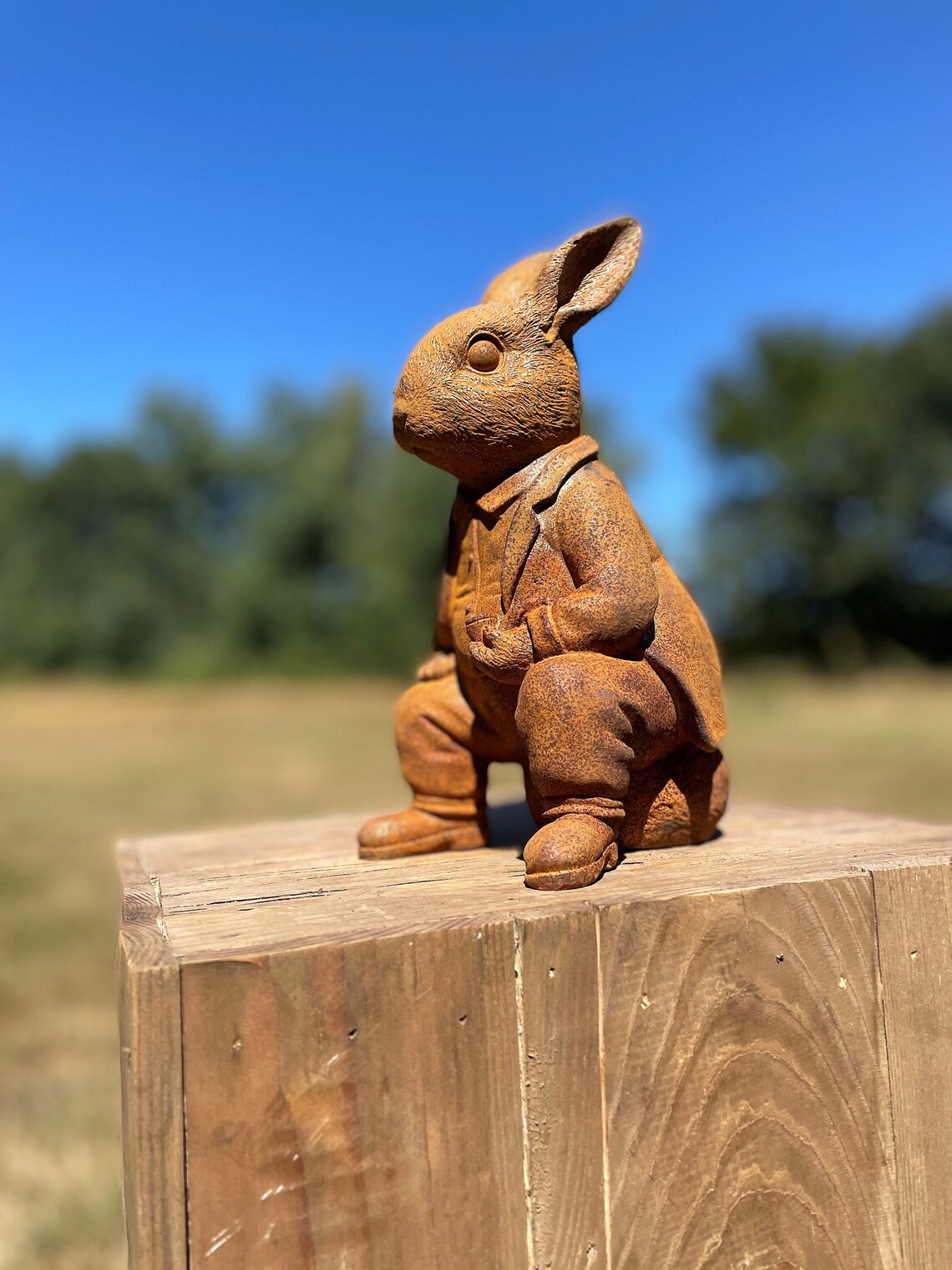 Garden Sculpture of a Rabbit With a Pipe English Garden - Etsy