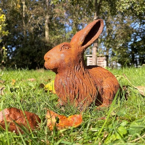 Fine Cast Iron Rabbit | Garden Statue | - Etsy