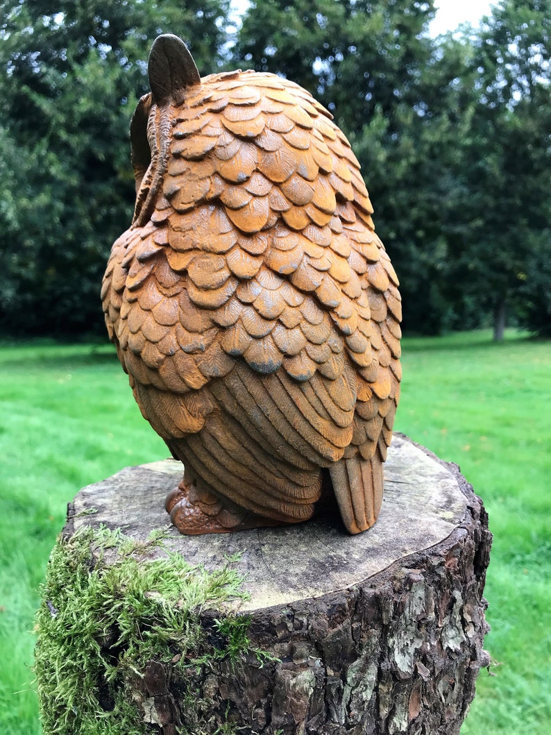 Beautiful Cast Iron Owl Garden Statue Oehoe - Etsy