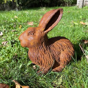 Fine Cast Iron Rabbit | Garden Statue | - Etsy